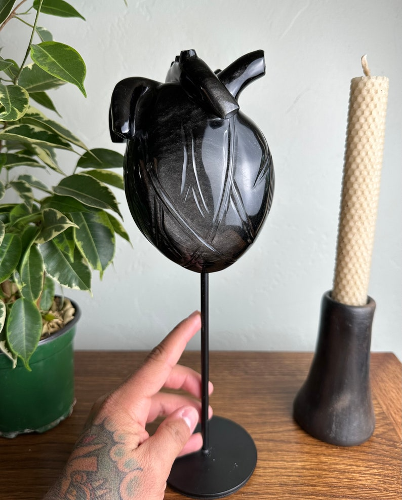 Hand crafted Obsidian Heart Display (Mexico)
